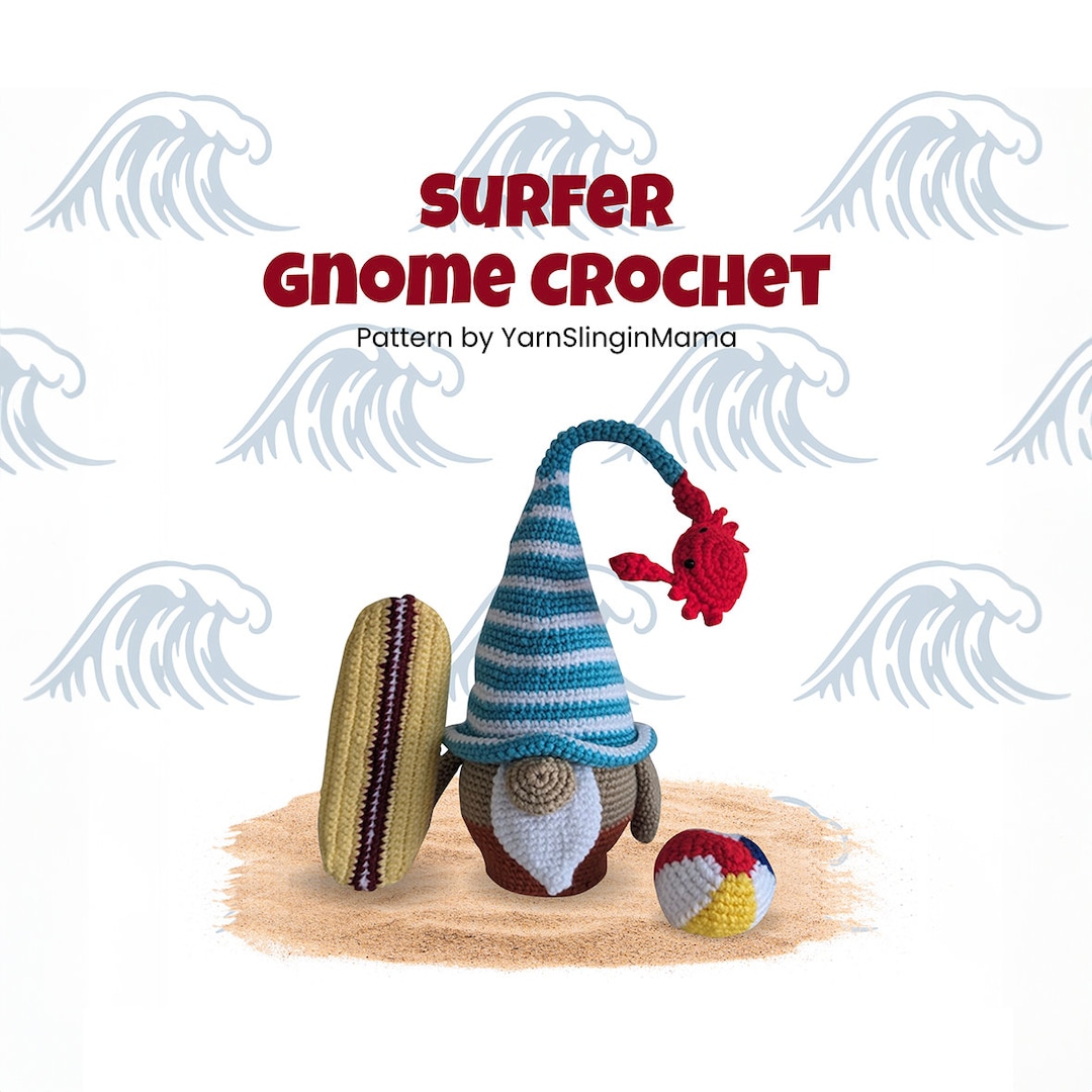 Summer Surfer Gnome Pattern+3 Beach Buddies, Surfer Gnome, Beachball ...