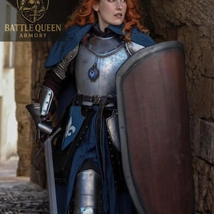 Lady Knight Full Armor Suit: Medieval Steel, Barbuta Helmet, LARP ...