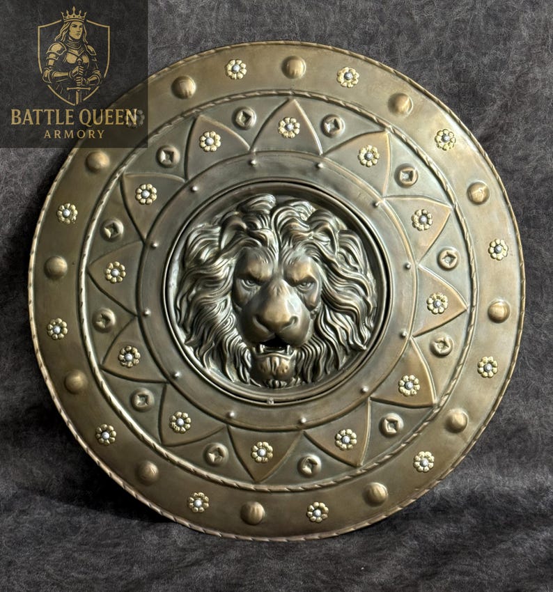 Handcrafted Lion Head Shield: Medieval Warrior Steel Shield, 24 Inch - Etsy