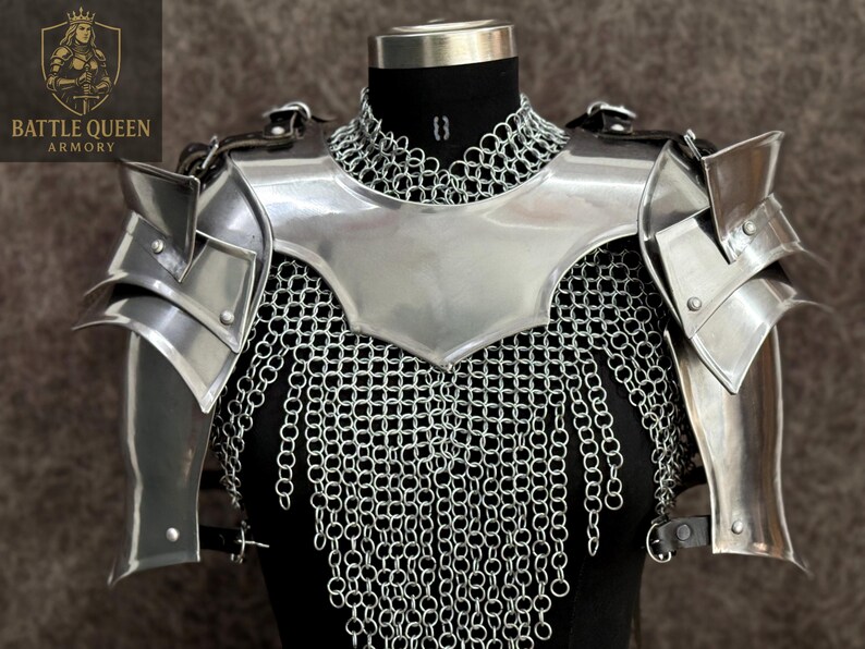 Lady Knight Armor Set: Gothic Cosplay, Chainmail, Steel Pauldrons - Etsy