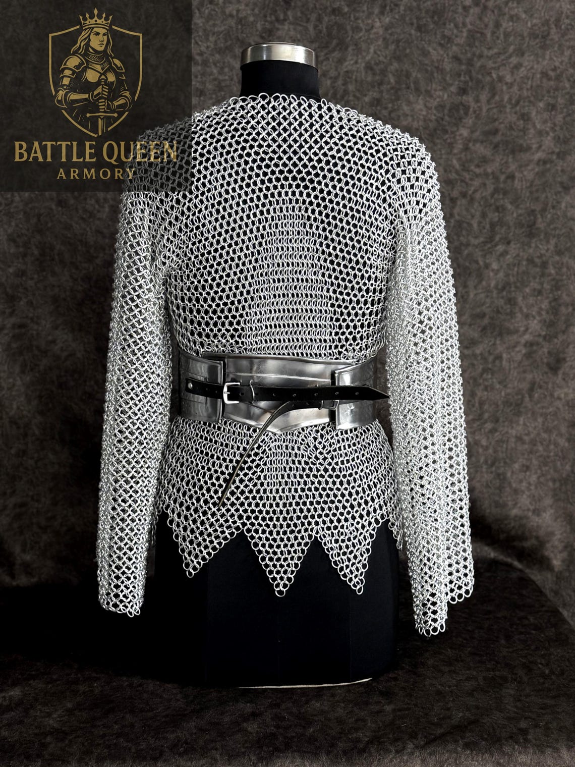 Medieval Lady Knight Chainmail Haubergeon With Steel Middle Corset ...