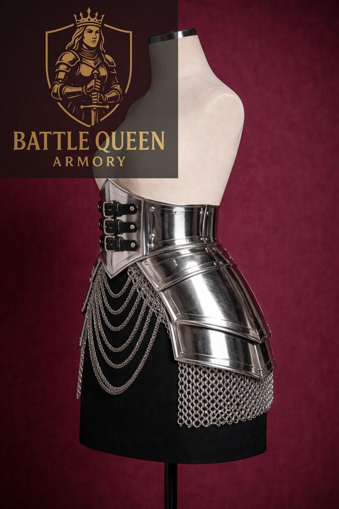 Lady Knight Steel Tassets: Chainmail Corset, LARP Cosplay Armor - Etsy