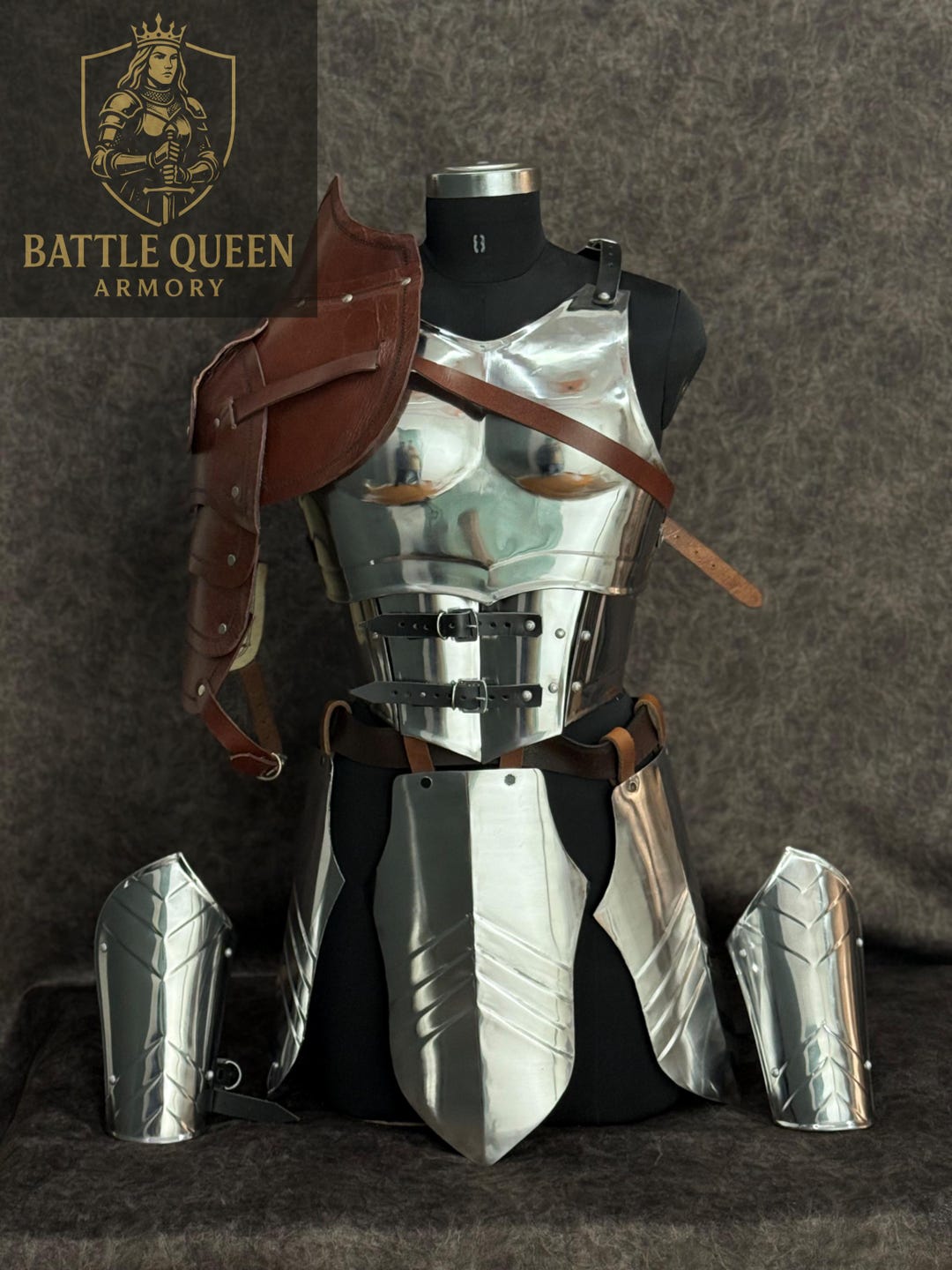 Lady Knight Steel Corset Armor: Leather Pauldron, Cosplay SCA LARP - Etsy