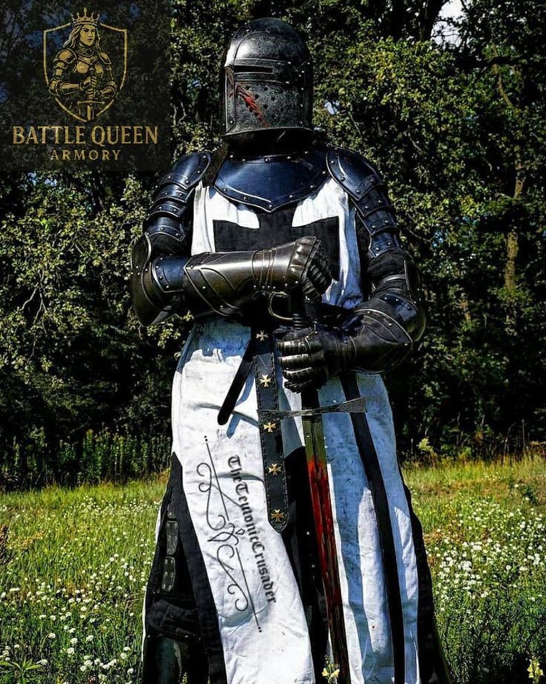 Medieval Templar Knight Full Armor Set: Black Crusader Cosplay ...