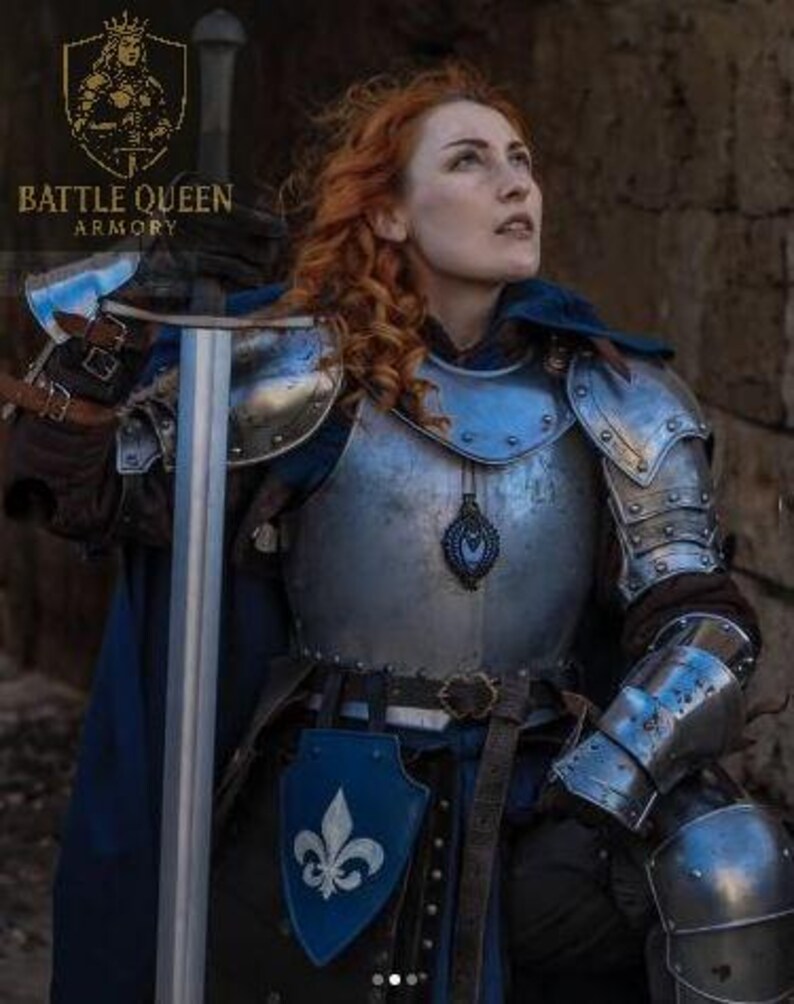 Lady Knight Full Armor Suit: Medieval Steel, Barbuta Helmet, LARP ...