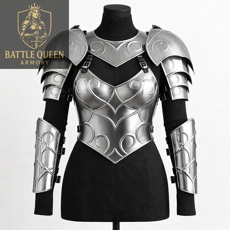 Handcrafted Female Silver Fantasy Armor Set, Medieval Lady Knight ...