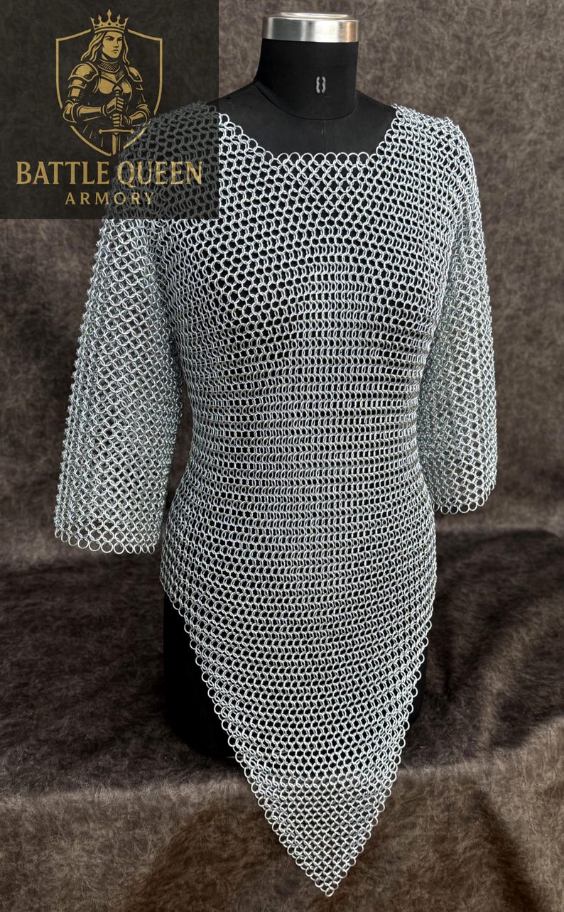 Handmade Riveted Chainmail Tunic: Medieval Armor Hauberk - Battle Queen ...