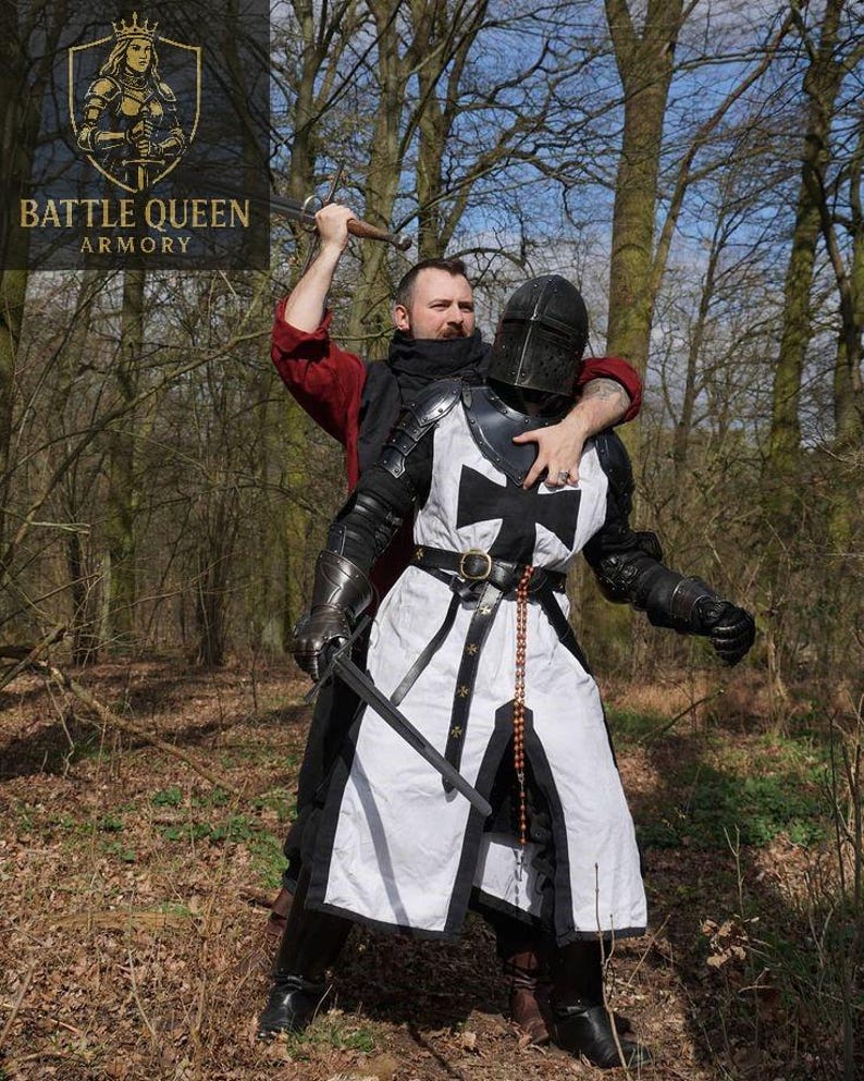 Medieval Templar Knight Full Armor Set: Black Crusader Cosplay ...