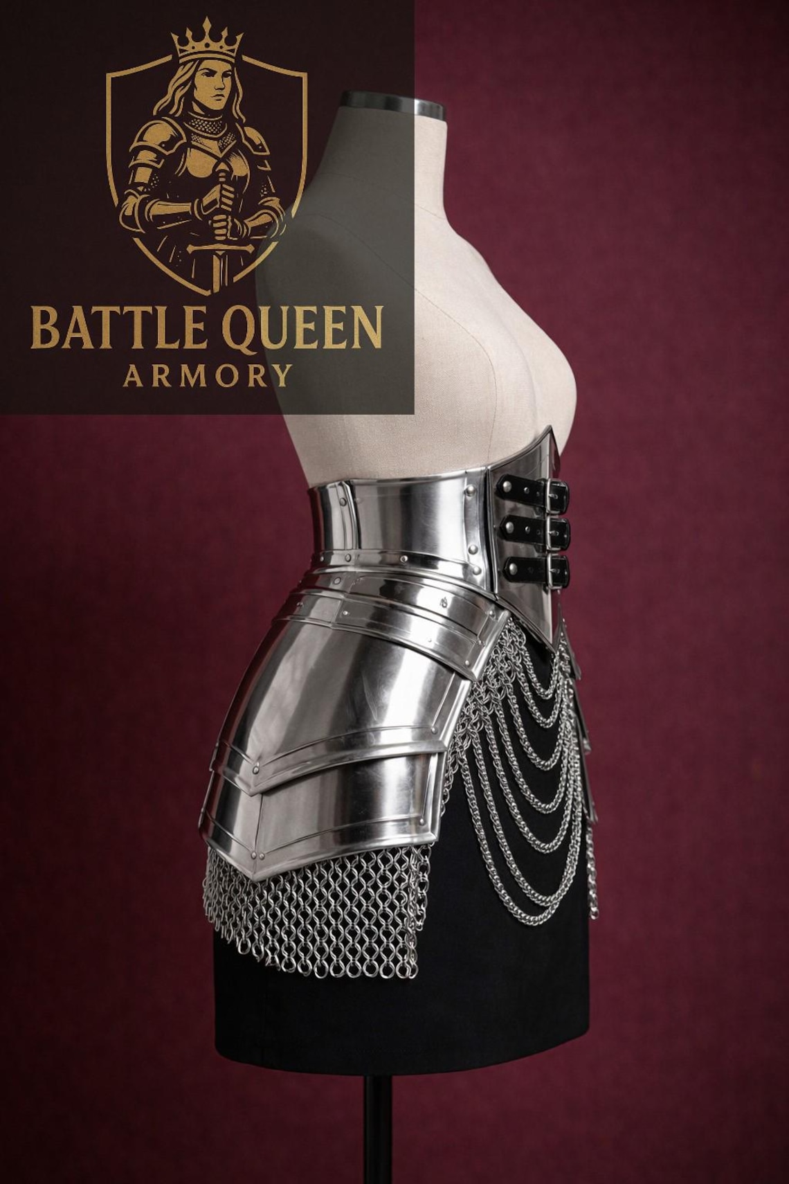 Lady Knight Steel Tassets: Chainmail Corset, LARP Cosplay Armor - Etsy