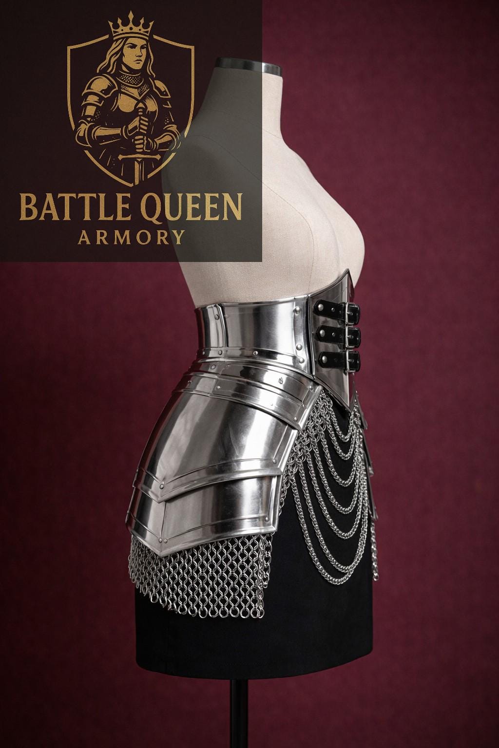 Lady Knight Steel Tassets: Chainmail Corset, LARP Cosplay Armor - Etsy