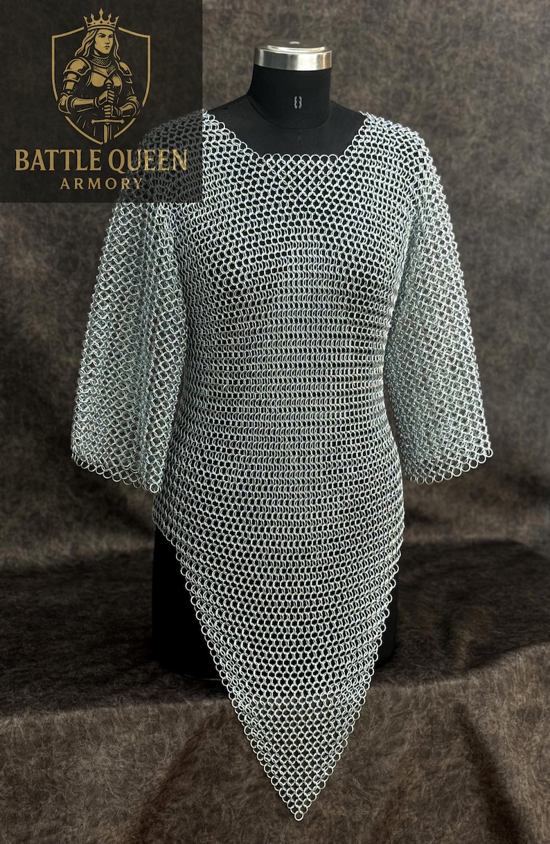 Handmade Riveted Chainmail Tunic: Medieval Armor Hauberk - Battle Queen ...