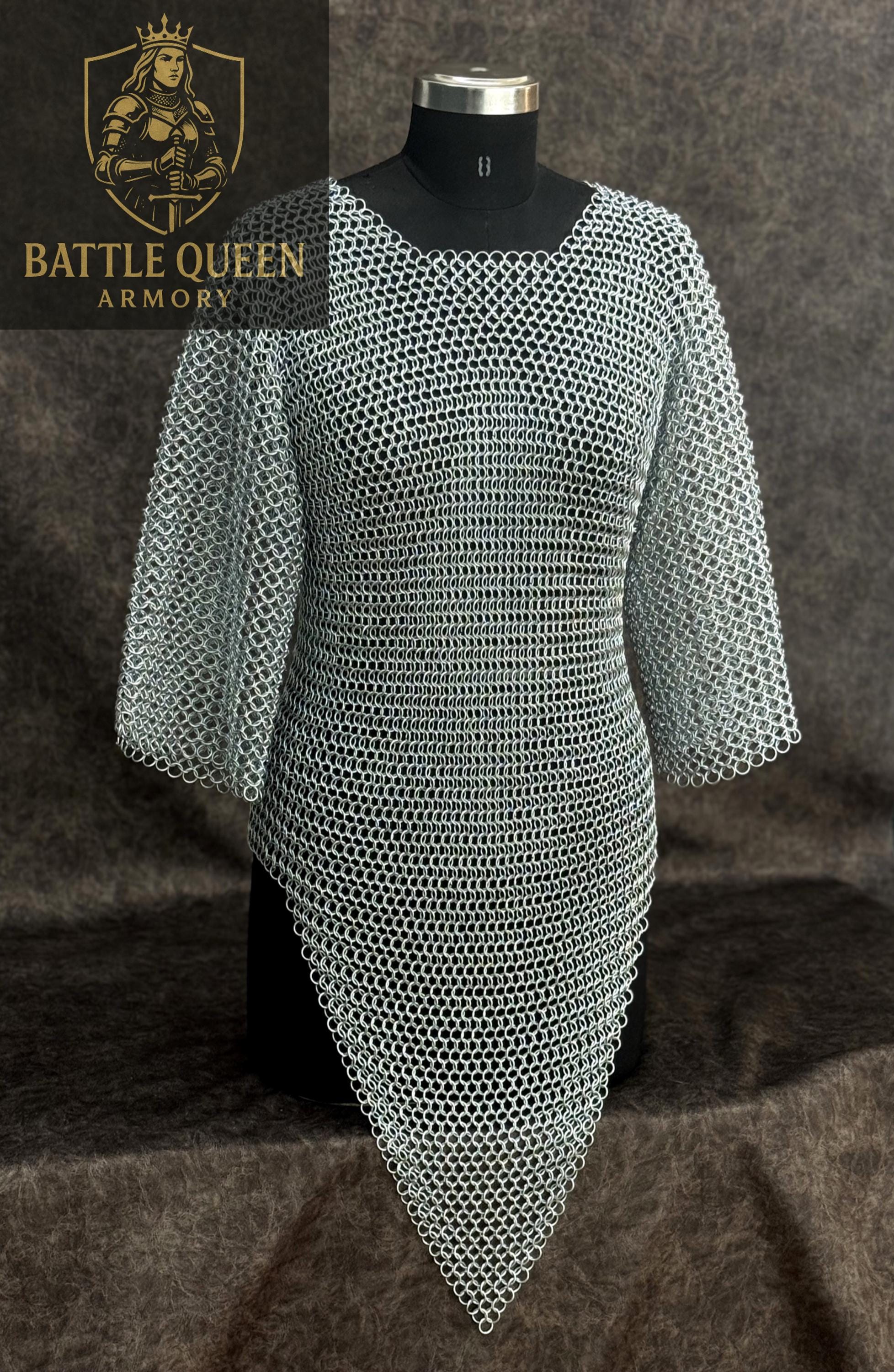 Handmade Riveted Chainmail Tunic: Medieval Armor Hauberk - Battle Queen ...