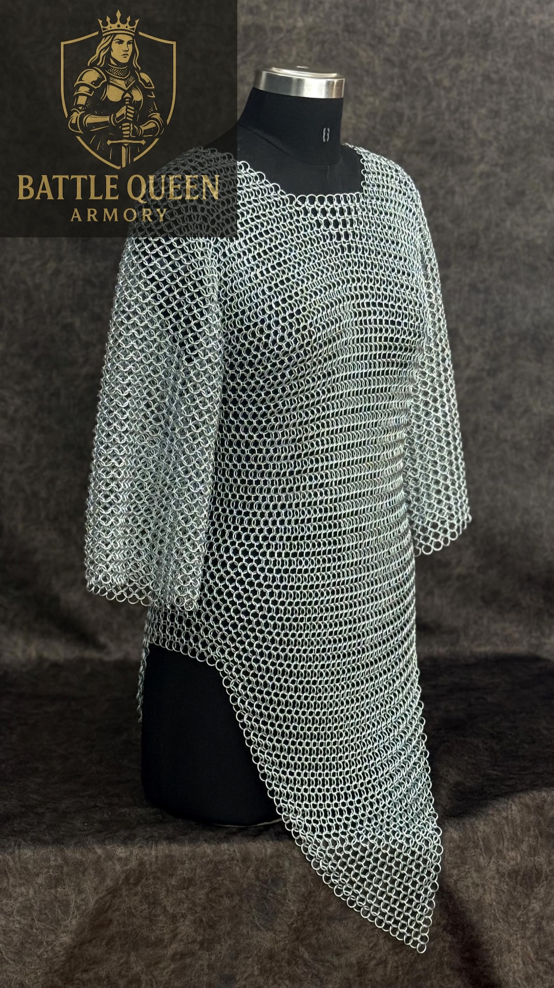 Handmade Riveted Chainmail Tunic: Medieval Armor Hauberk - Battle Queen ...