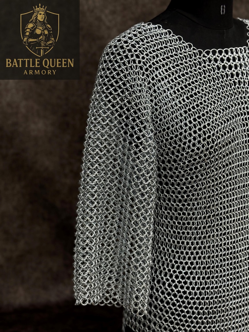 Handmade Riveted Chainmail Tunic: Medieval Armor Hauberk - Battle Queen ...