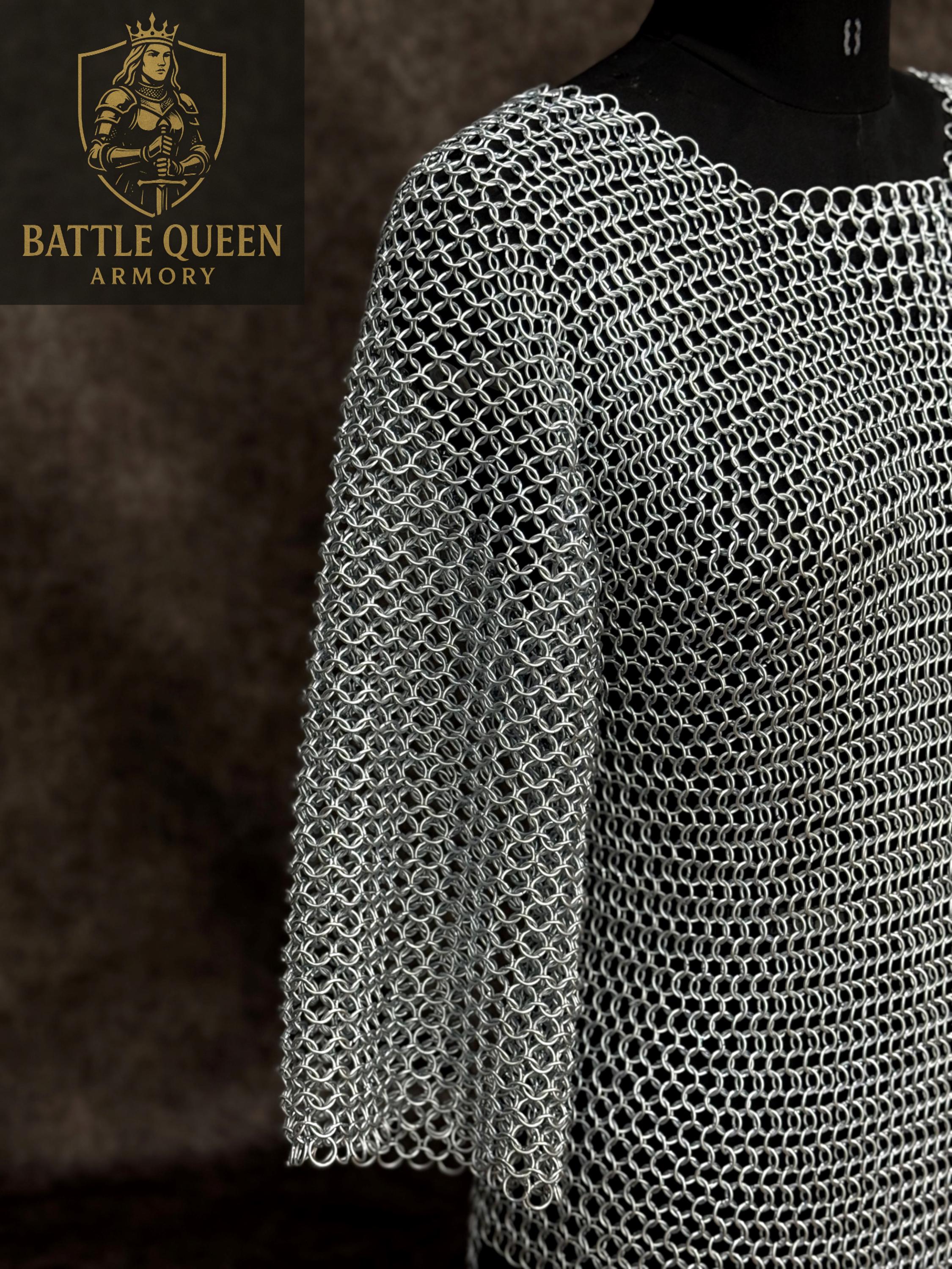 Handmade Riveted Chainmail Tunic: Medieval Armor Hauberk - Battle Queen ...