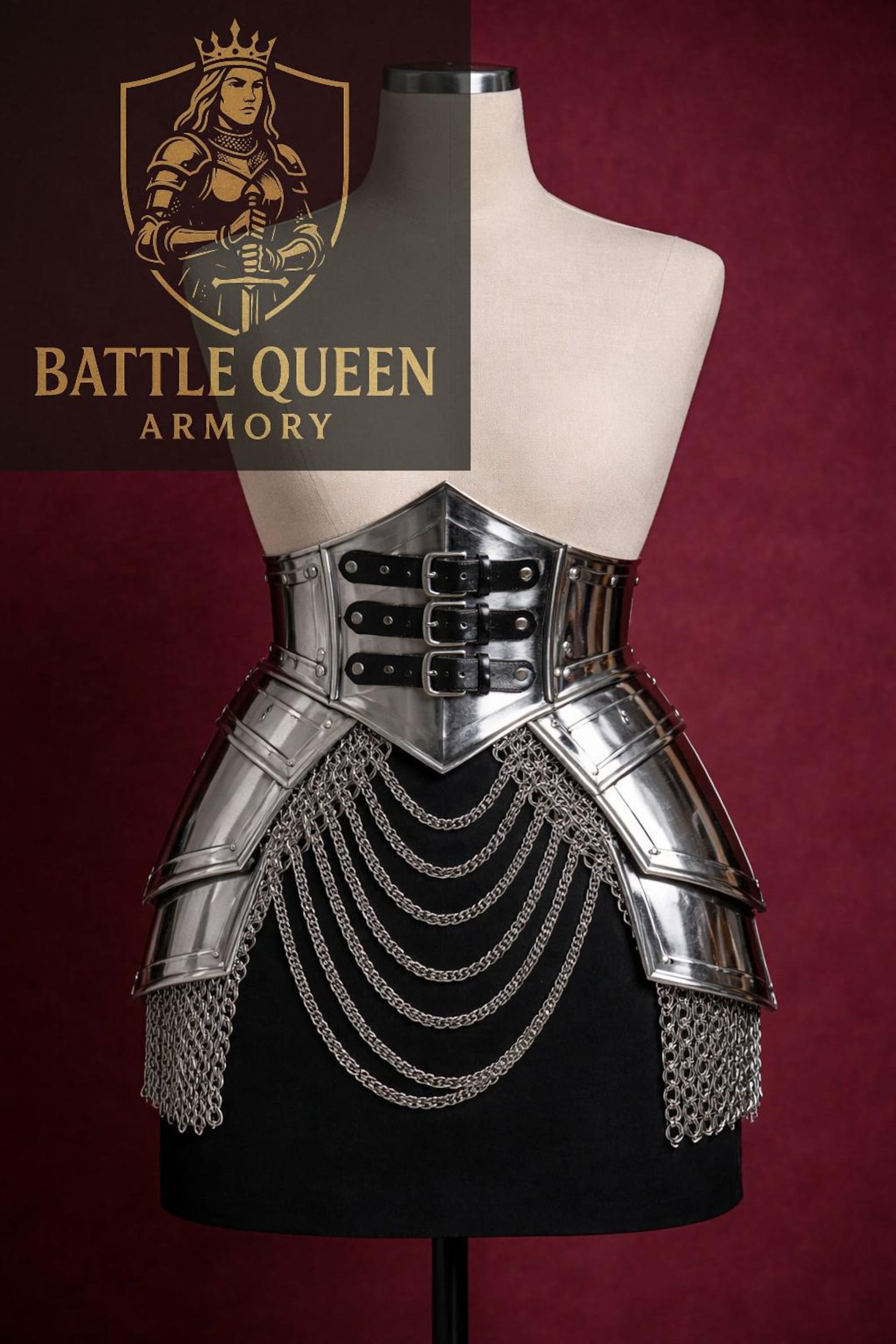 Lady Knight Steel Tassets: Chainmail Corset, LARP Cosplay Armor - Etsy