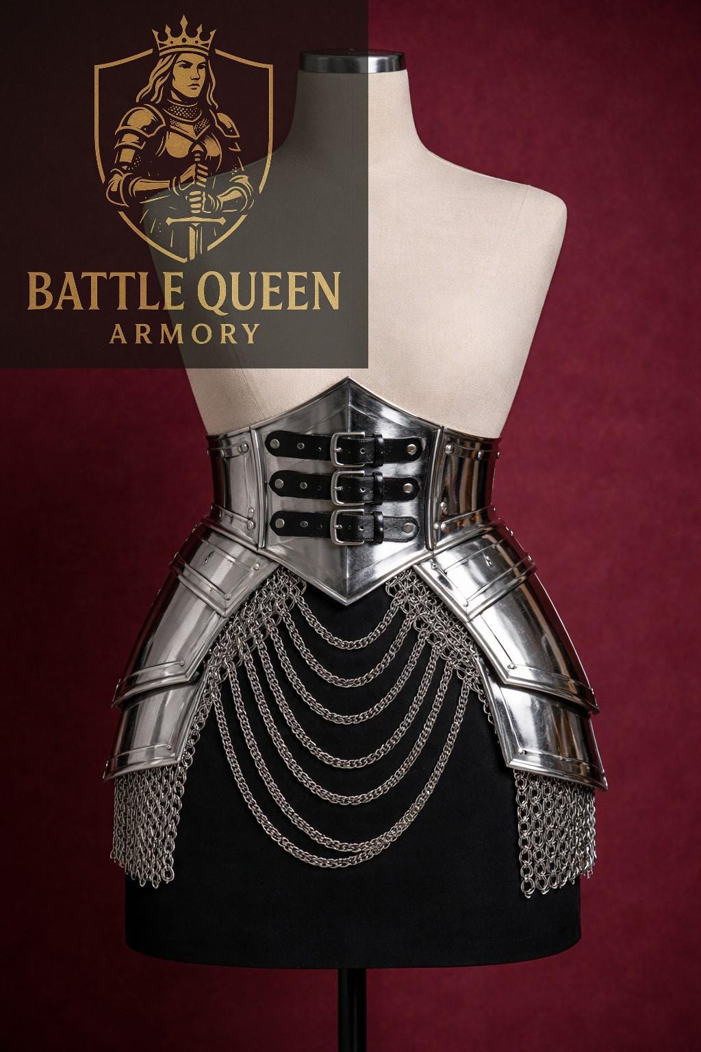 Lady Knight Steel Tassets: Chainmail Corset, LARP Cosplay Armor - Etsy