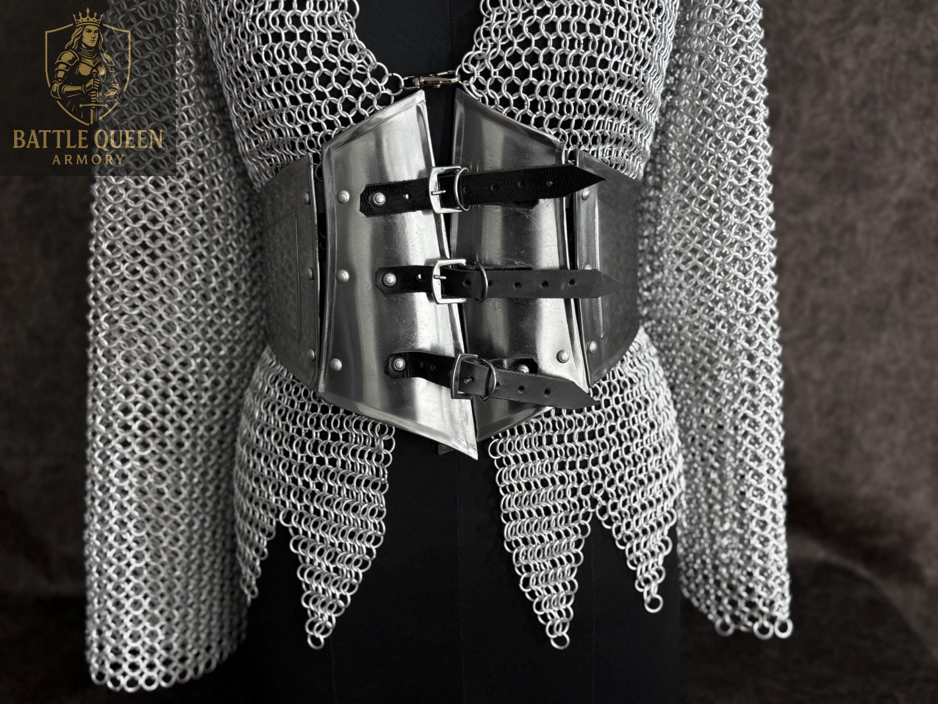 Medieval Lady Knight Chainmail Haubergeon With Steel Middle Corset ...