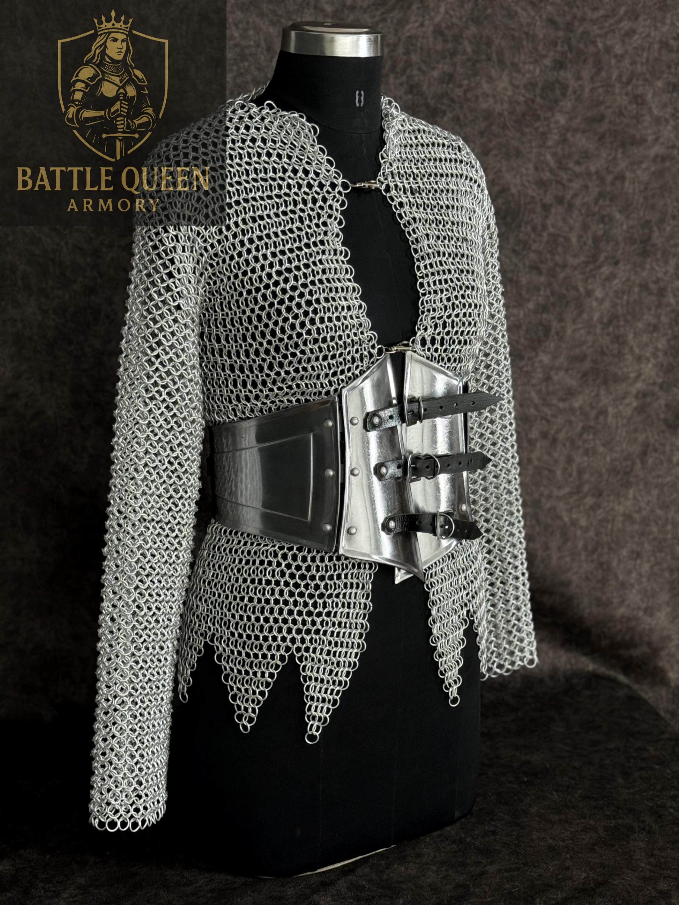 Medieval Lady Knight Chainmail Haubergeon With Steel Middle Corset ...
