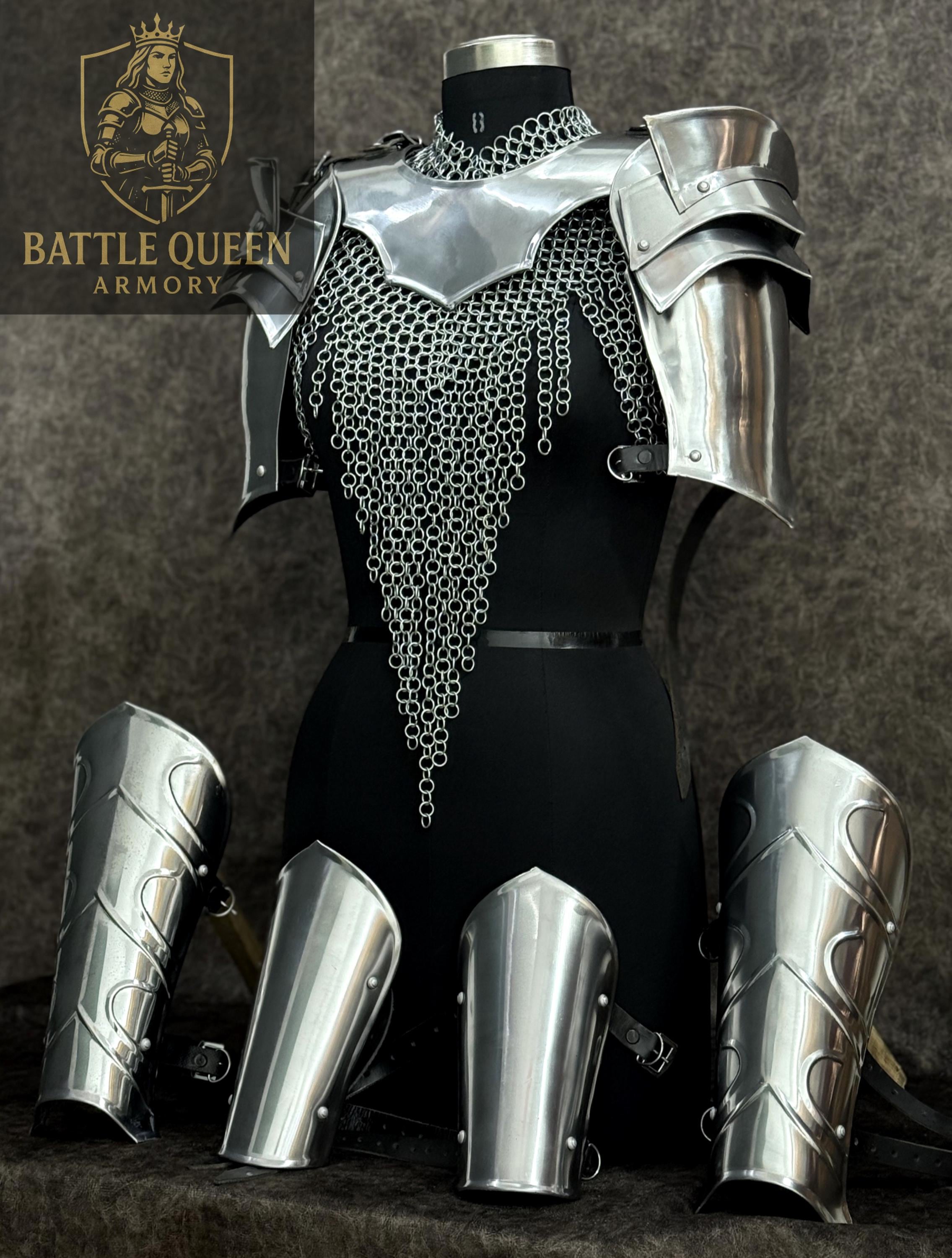 Lady Knight Armor Set: Gothic Cosplay, Chainmail, Steel Pauldrons - Etsy
