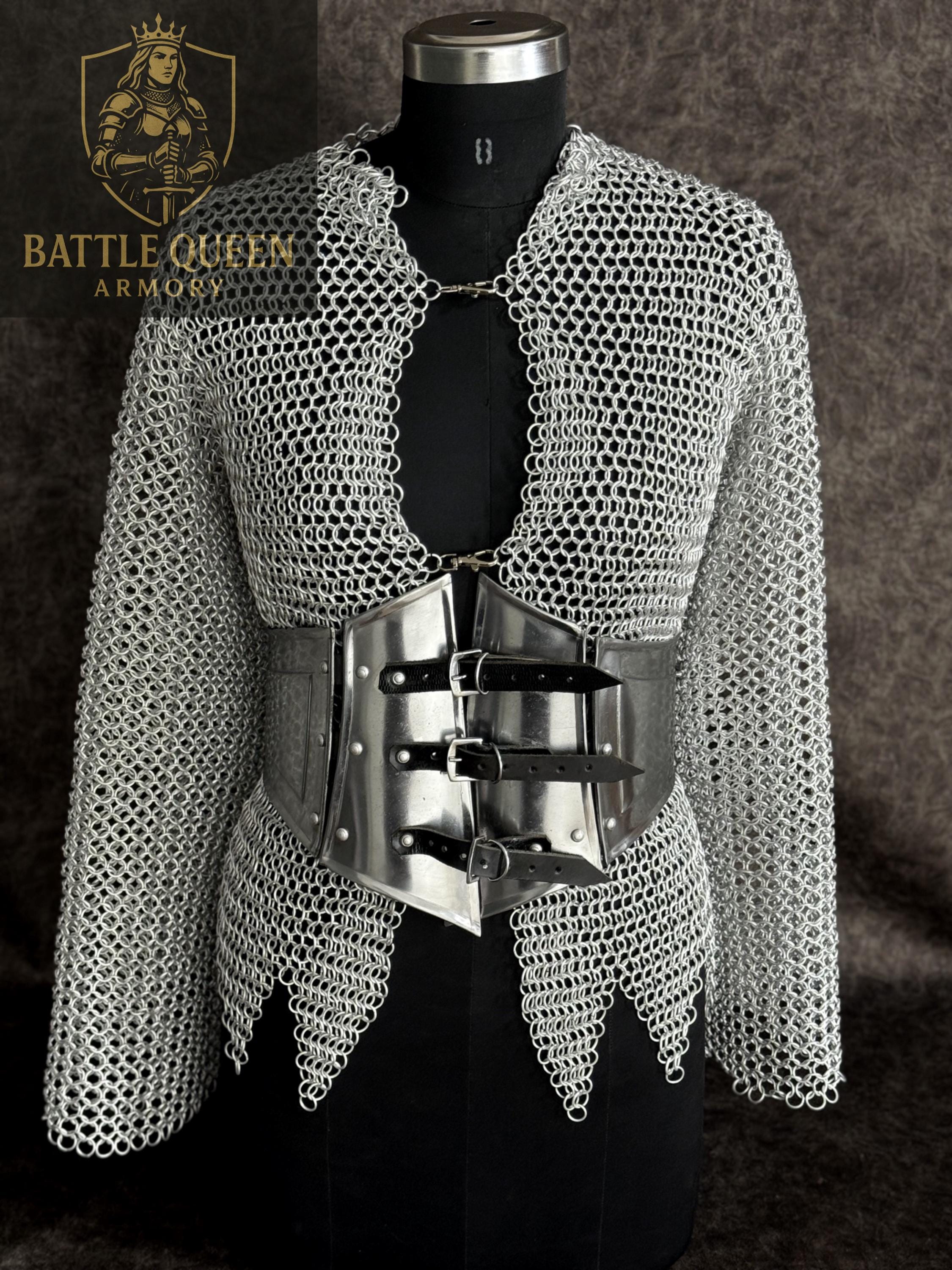 Medieval Lady Knight Chainmail Haubergeon With Steel Middle Corset ...