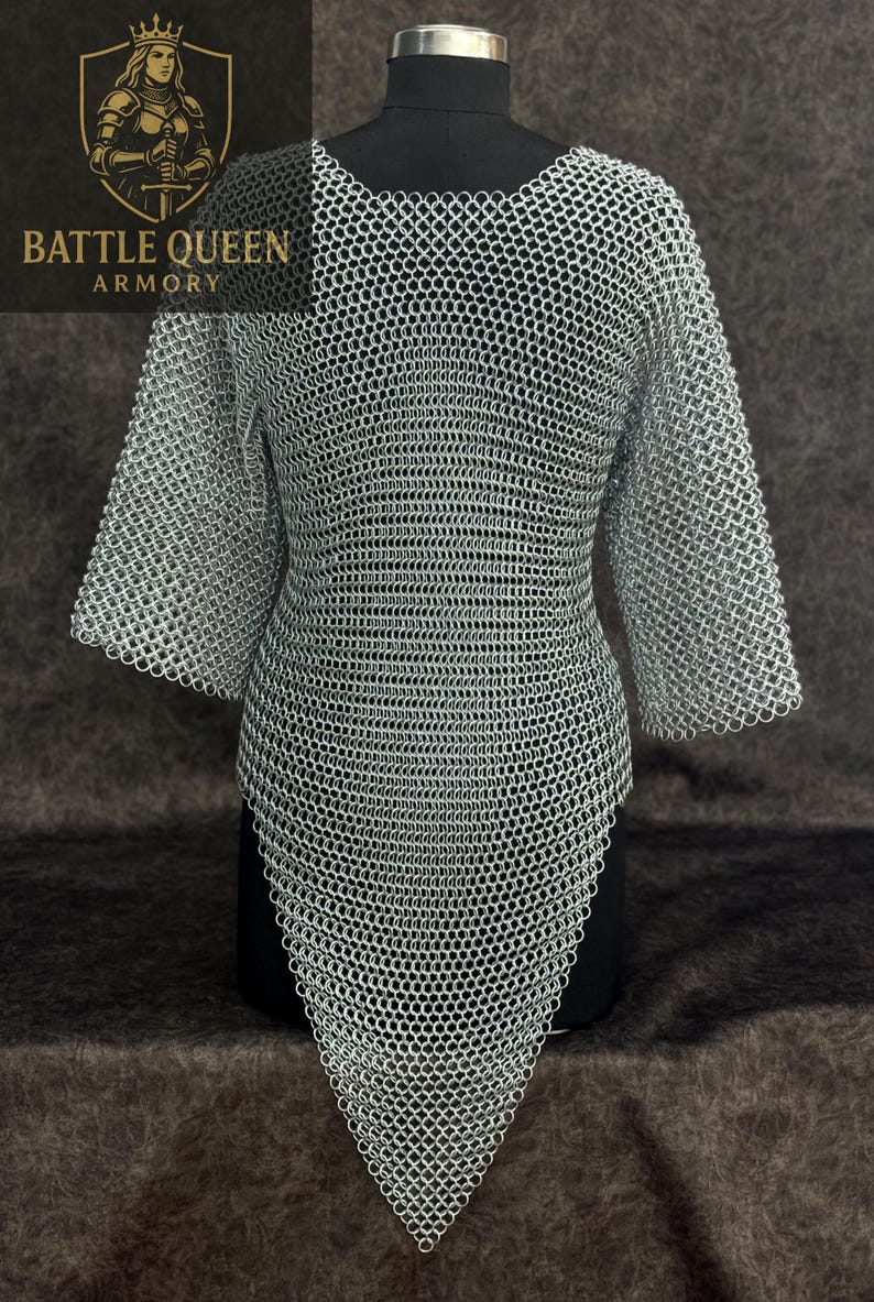 Handmade Riveted Chainmail Tunic: Medieval Armor Hauberk - Battle Queen ...