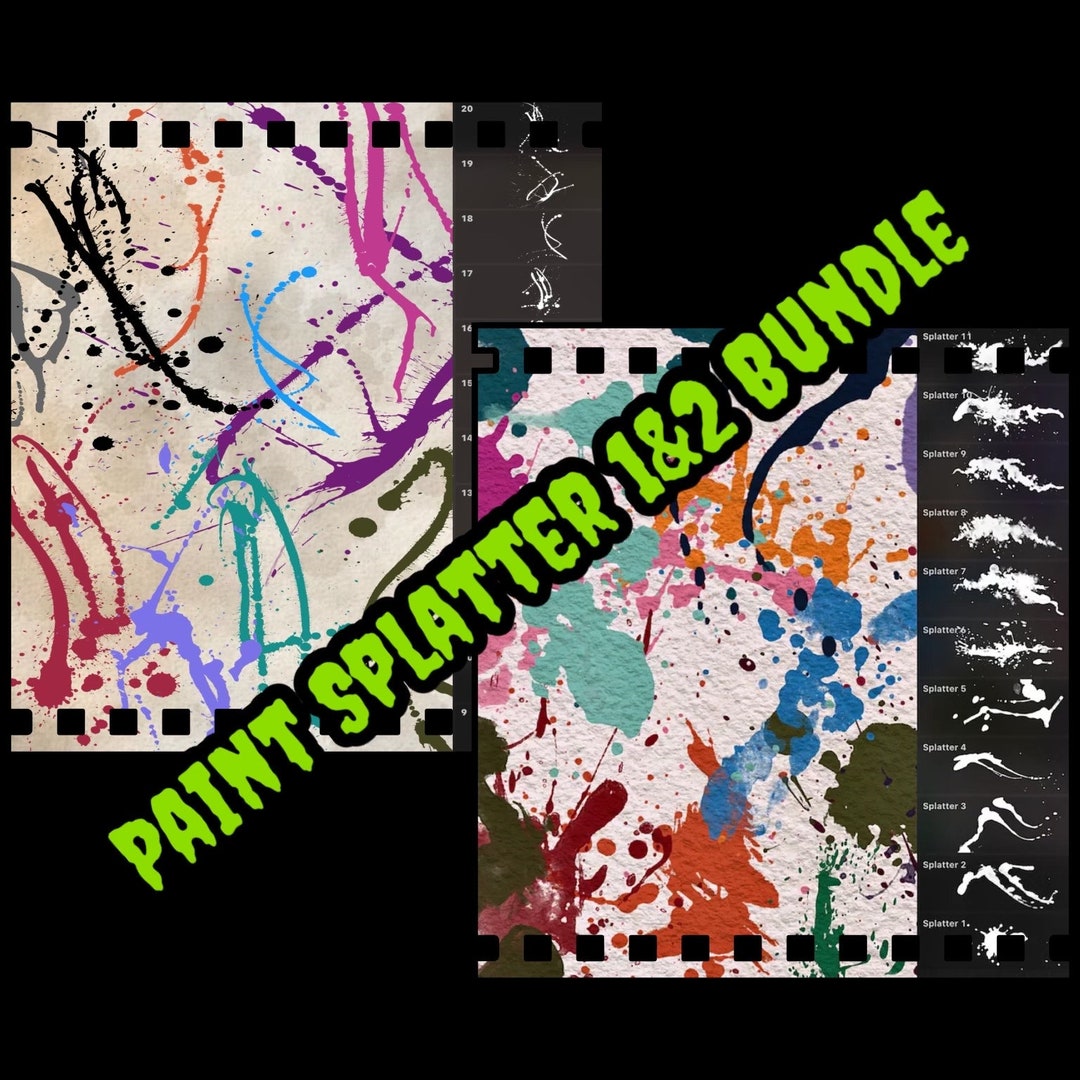 Bundle and Save Paint Splatter 1&2 Sets for Procreate- 63 Total Brushes ...