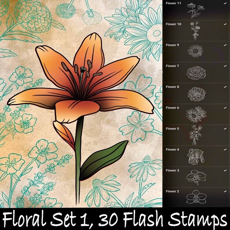 Procreate-bundle and Save Floral Brush Sets 1&2 -60 Total Brushes - Etsy