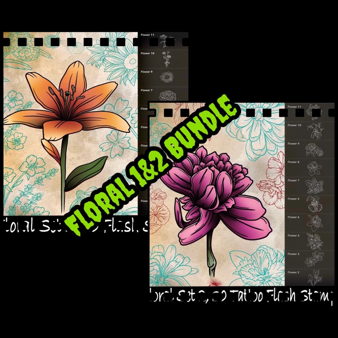 Procreate-bundle and Save Floral Brush Sets 1&2 -60 Total Brushes - Etsy