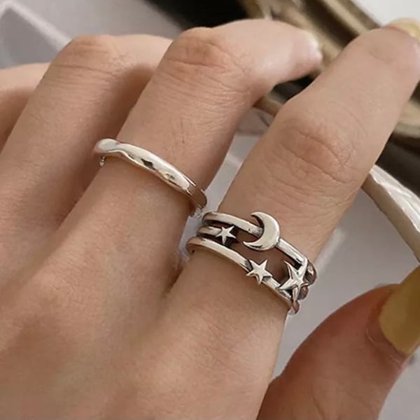 Silver Moon Ring - Etsy
