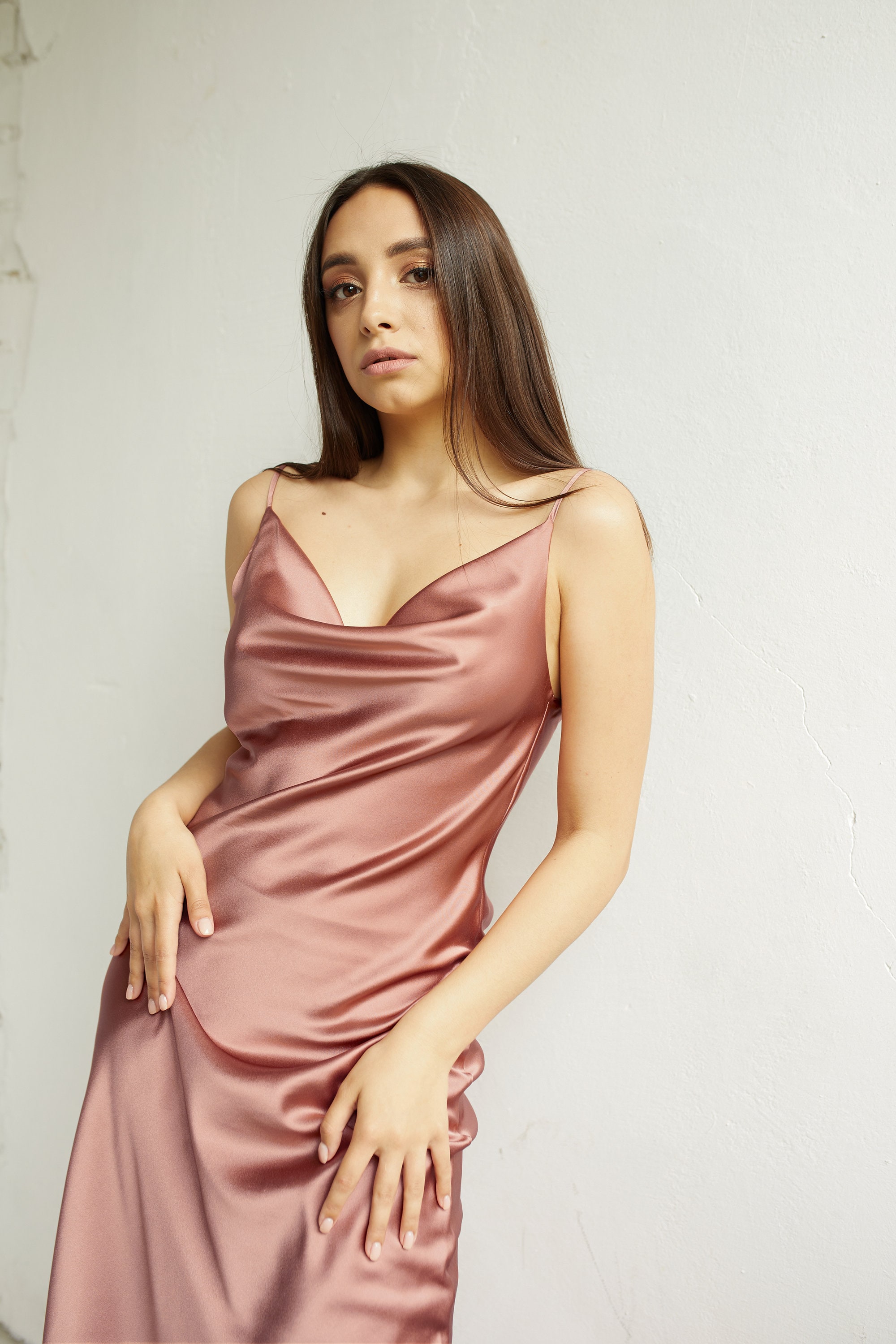Blush Pink Silk Slip Midi Dress Silk Slip Trends Dress Etsy
