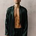 Men's Robe Men's Underwear Green Midi Long Silk Satin Gift for Men 100% ...