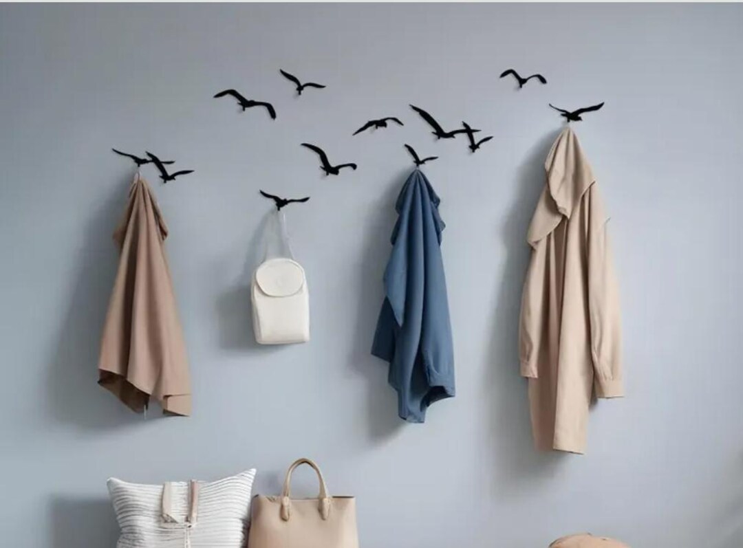 Farmhouse Birds Wall Hooks: Metal Coat Rack, Entryway Decor - Etsy
