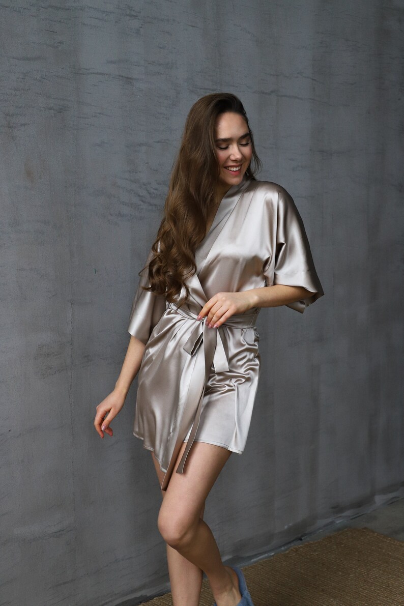 Silk Satin Robe Womens Kimono for Woman Gifts for Her Beige - Etsy