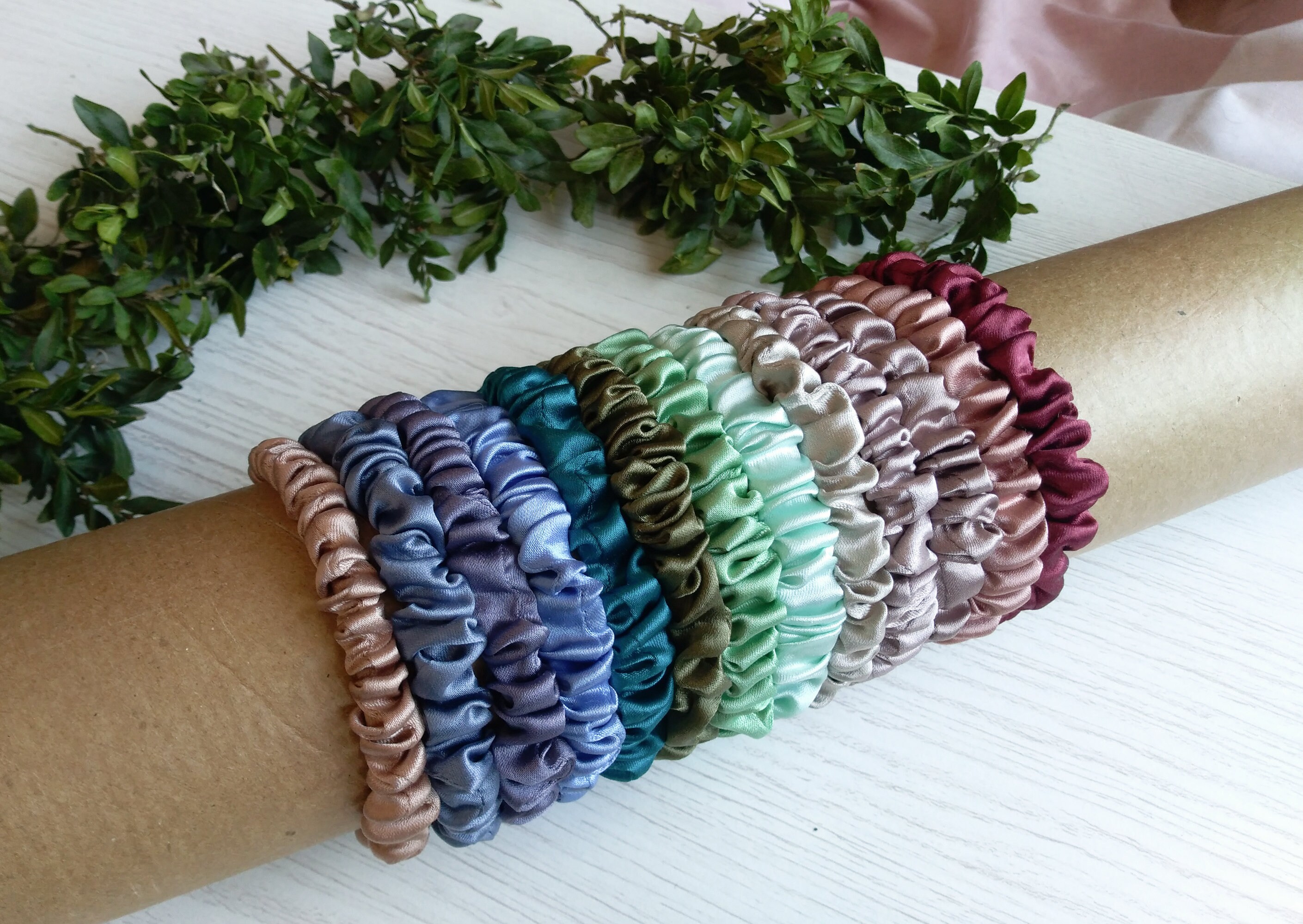 MANY COLORS Mulberry Silk Small Scrunchy Real 100% Silk Satin - Etsy