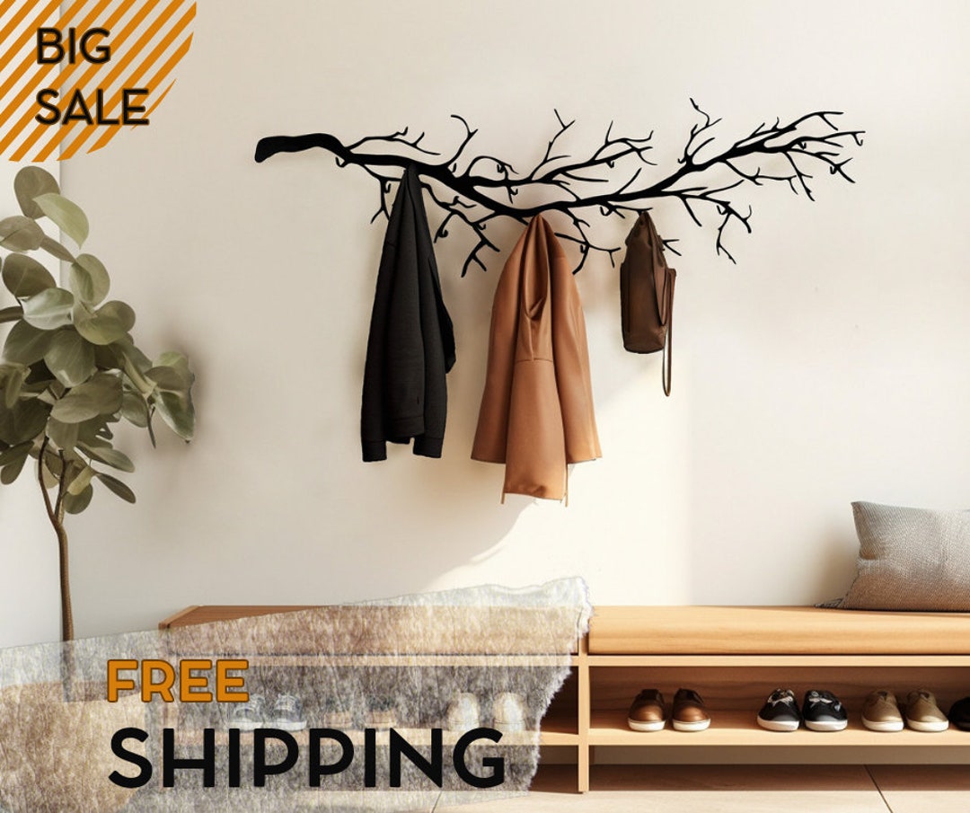 Mudroom Storage Wall Decor Mudroom Hooks Rack Metal Branch Wall Hanger ...