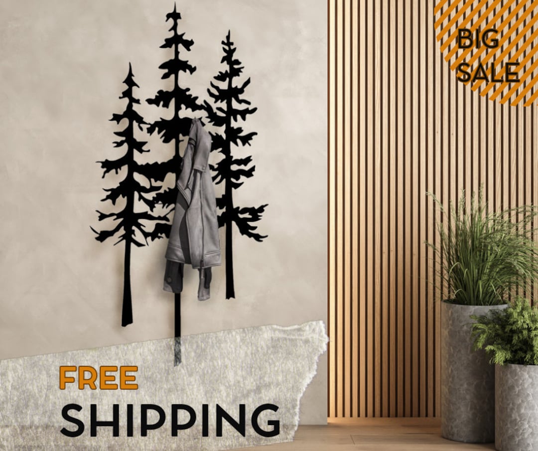 Large Forest Decor Wall Mount Metal Pine Tree Wall Decor Forest Wall ...