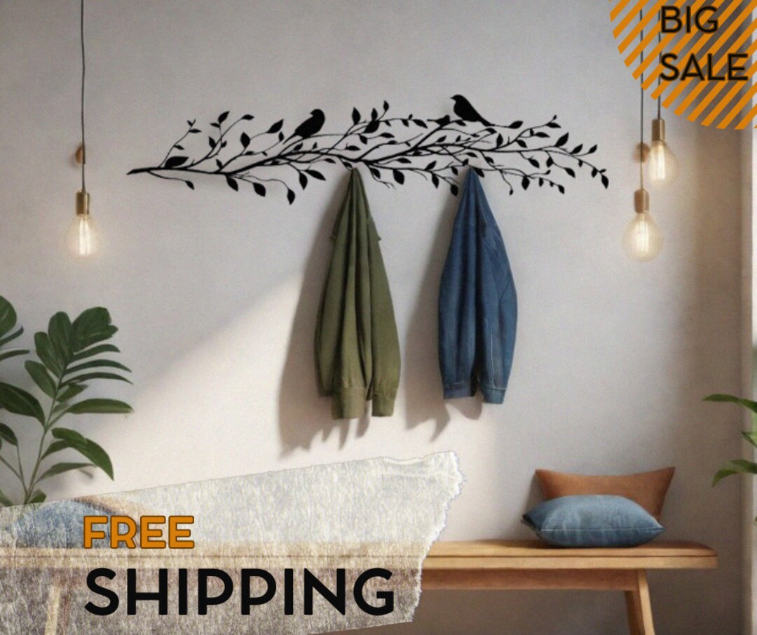 Extra Large Tree Branch With Birds, Coat Rack Wall Mount, Modern ...