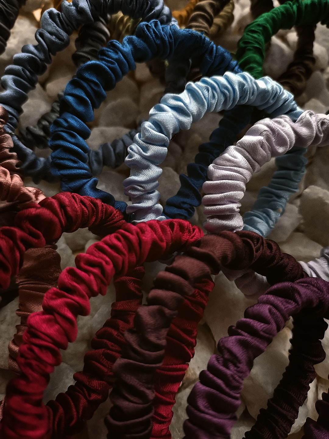 Satin Scrunchie Silk Thin Scrunchies Real 100% Silk Tie Silk Care Satin ...
