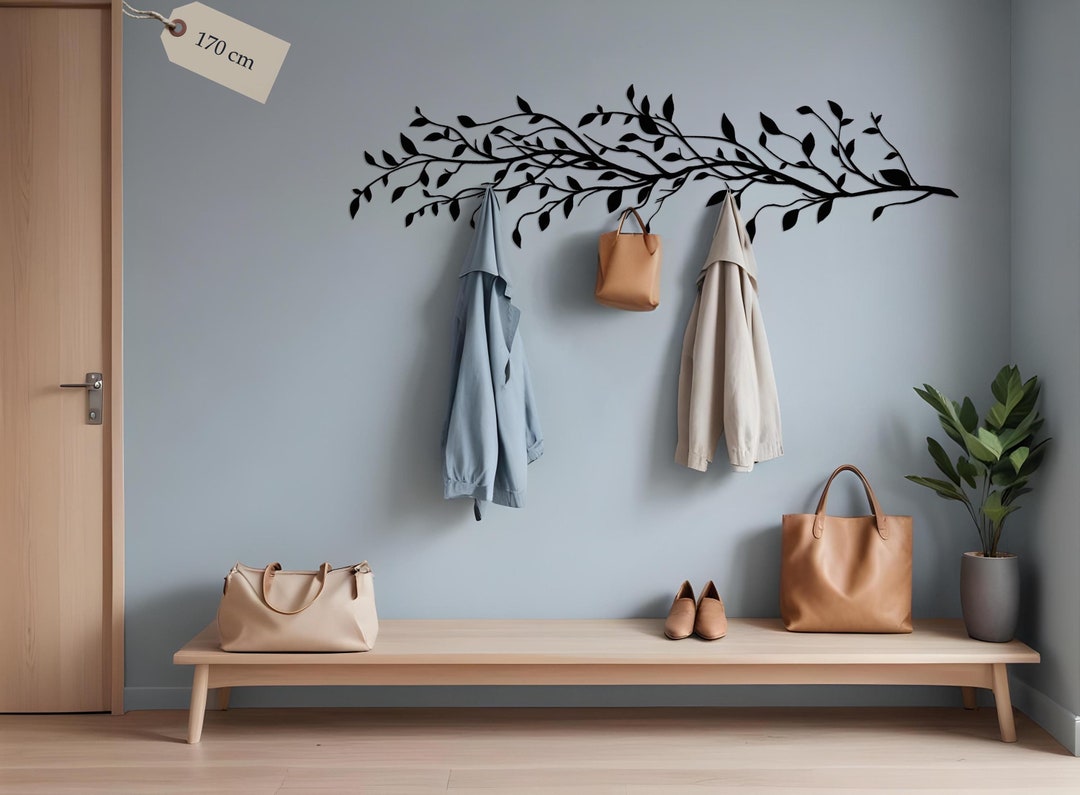 Metal Coat Rack, Large Tree Branch Design, Wall Mount Organizer, Modern ...