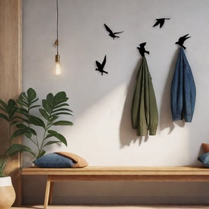 Metal Wall Hanger, Coat Rack Wall Mount, Birds Wall Hooks, Modern ...