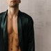 Men's Robe Men's Underwear Green Midi Long Silk Satin Gift for Men 100% ...