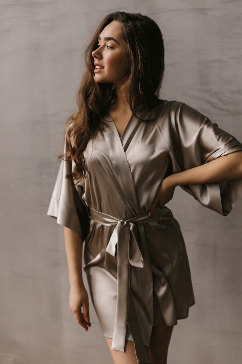 Silk Satin Robe Womens Kimono for Woman Gifts for Her Beige - Etsy