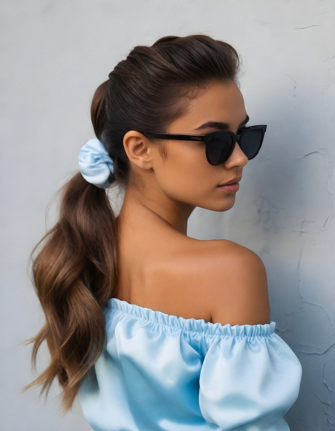 Silk Light Blue Scrunchy Silk Satin Scrunchie Silk Tie Silk Care Real ...