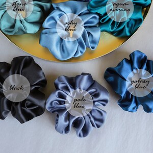 Silk Scrunchy Silk Satin Scrunchie Silk Navy Blue Care Silk - Etsy