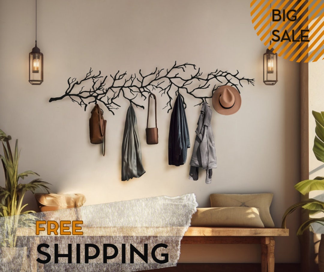 Wall Decor Coat Rack Metal Branch Wall Hanger Stylish Organization for ...