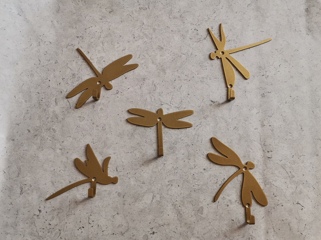 Gold Wall Hooks, Dragonfly Unique Wall Hook, Nature Lovers, Wall Art ...
