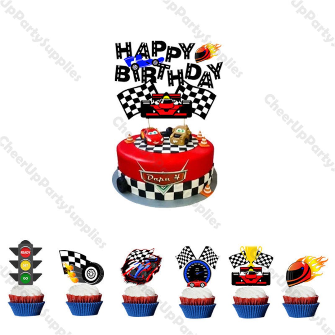 Racing Flags Cake Topperbirthday Cake Topperkitchen - Etsy