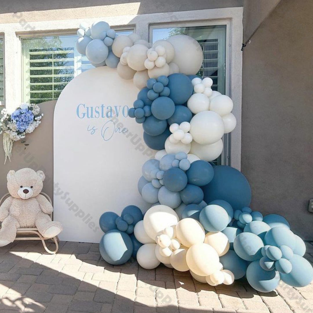 122/182pcs Baby Shower Balloons Arch Slate Blue White Sand - Etsy