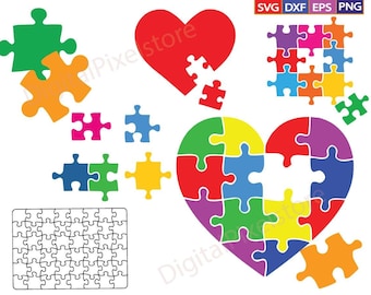 Heart Jigsaw Puzzle Svg, Puzzle Pattern Svg, Autism Awareness Day ...